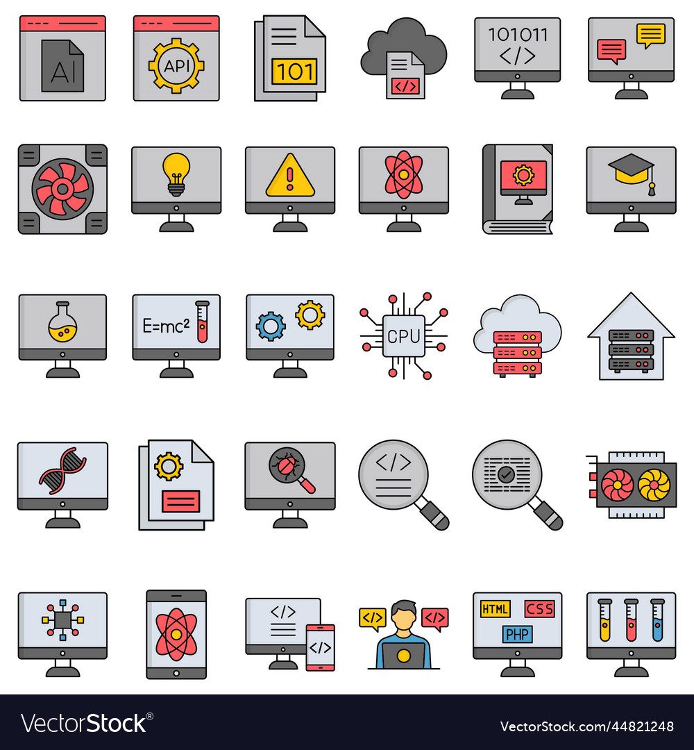 Computer science icon pack Royalty Free Vector Image