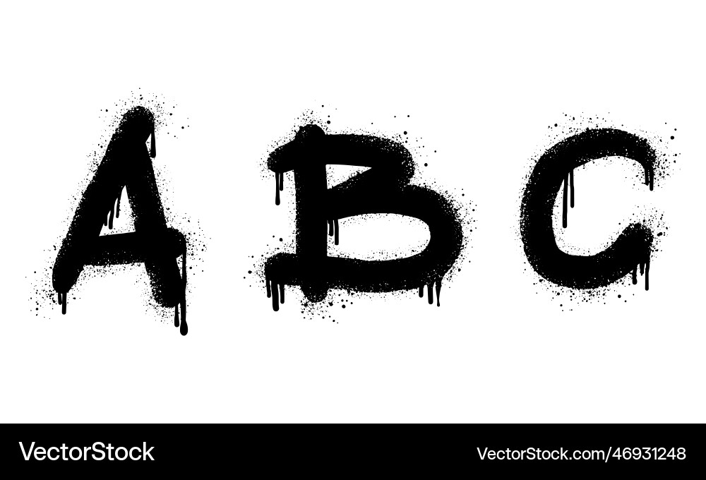 Graffiti spray font alphabet black on white Vector Image