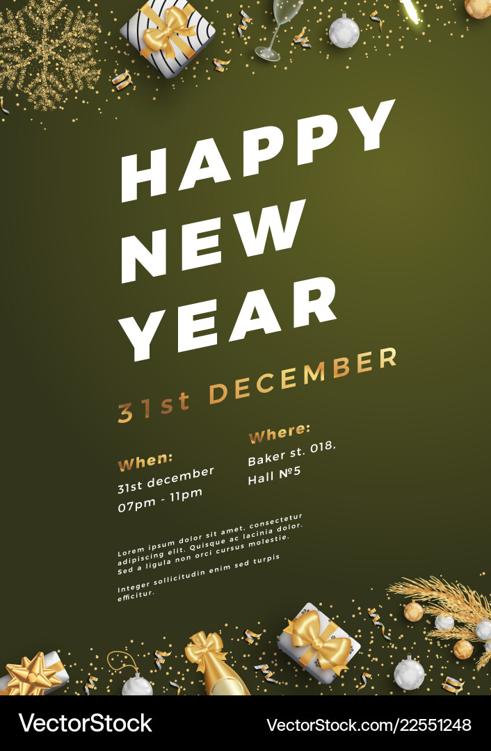 Happy new year party layout poster or flyer Vector Image