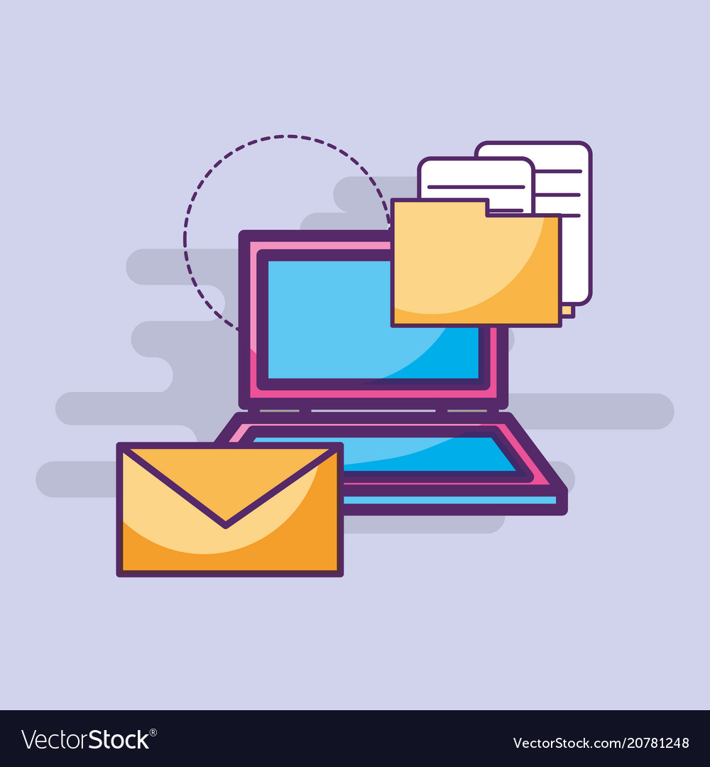 Laptop email message folder data Royalty Free Vector Image