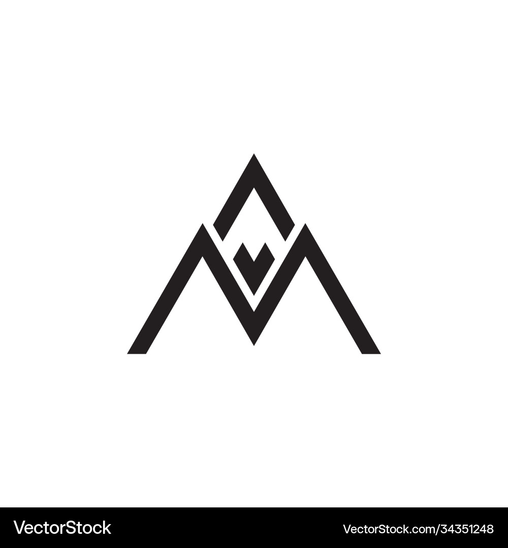 Letter m geometric line arrow up logo Royalty Free Vector
