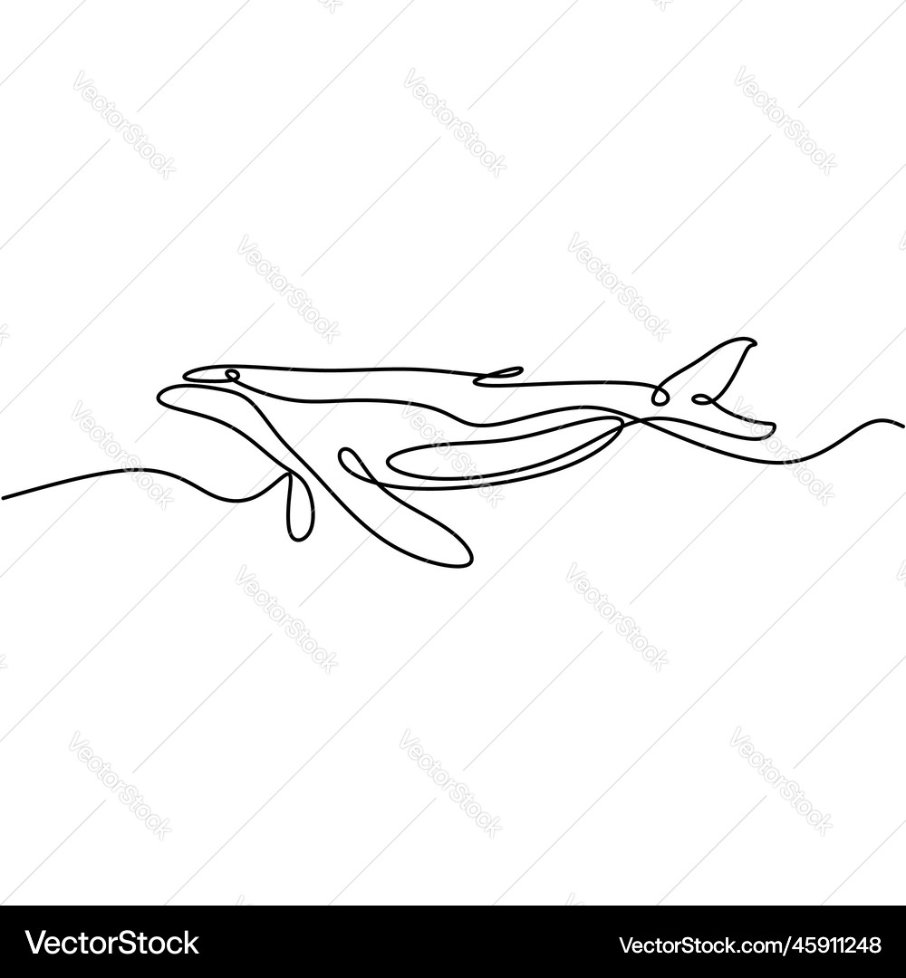 One single line drawing of cute beautiful dolphin Vector Image