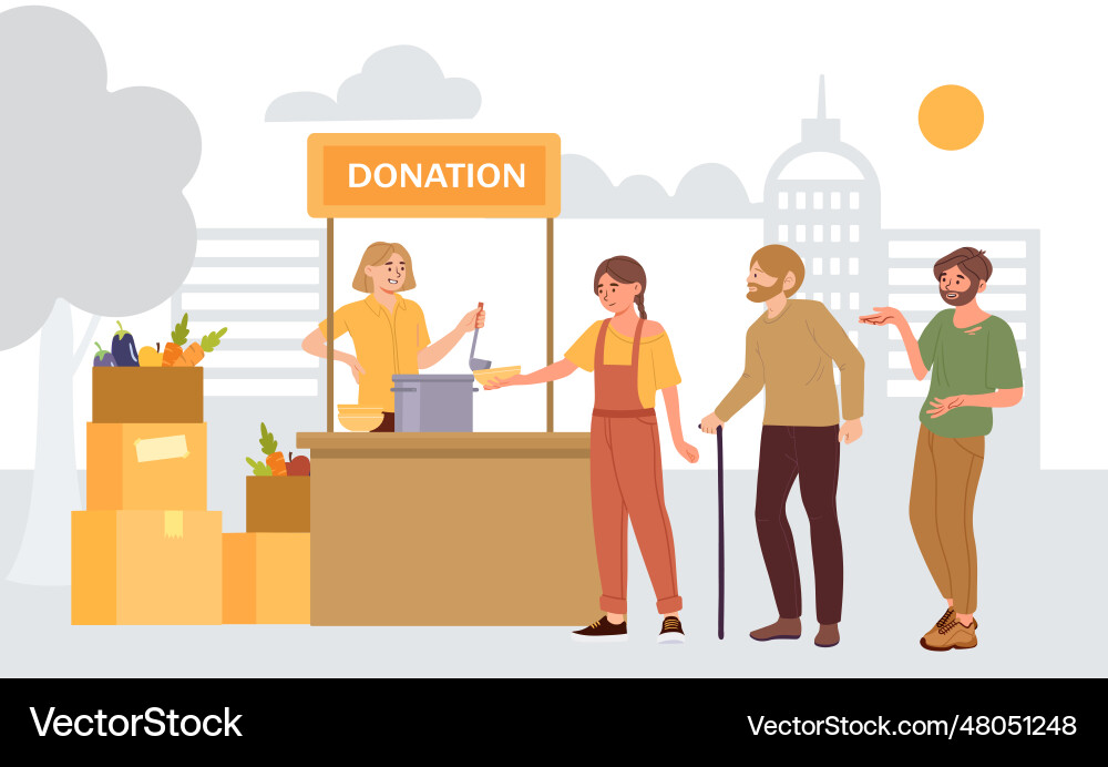 People with donation food concept Royalty Free Vector Image
