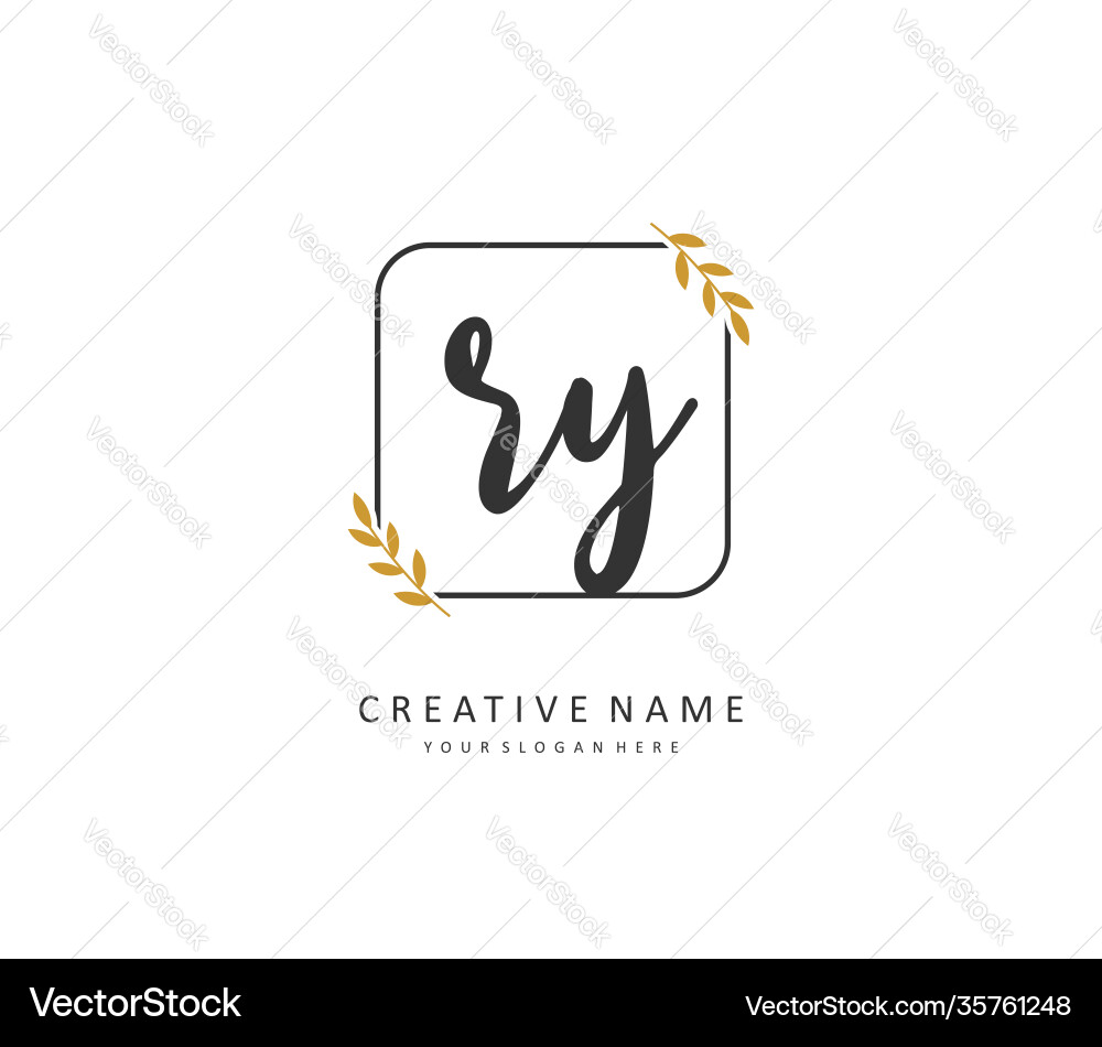 Ry initial letter handwriting and signature logo Vector Image