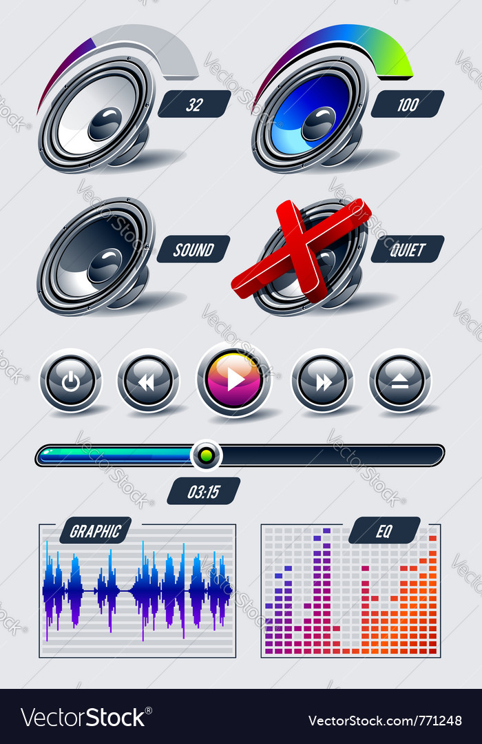 Set musical elements Royalty Free Vector Image