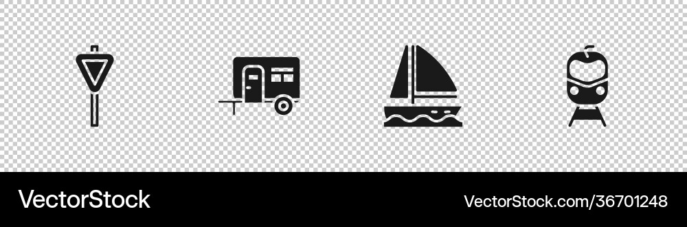 Set road traffic signpost rv camping trailer Vector Image