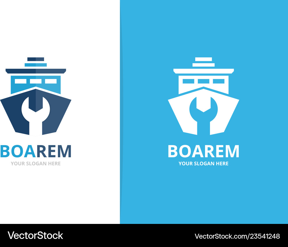 Ship and repair logo combination boat Royalty Free Vector