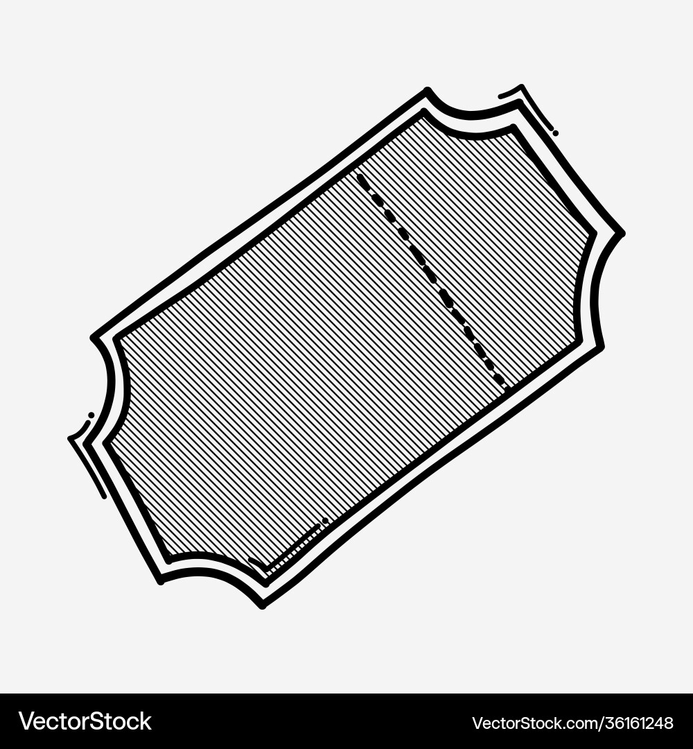 Ticket doodle icon drawing sketch hand drawn line Vector Image