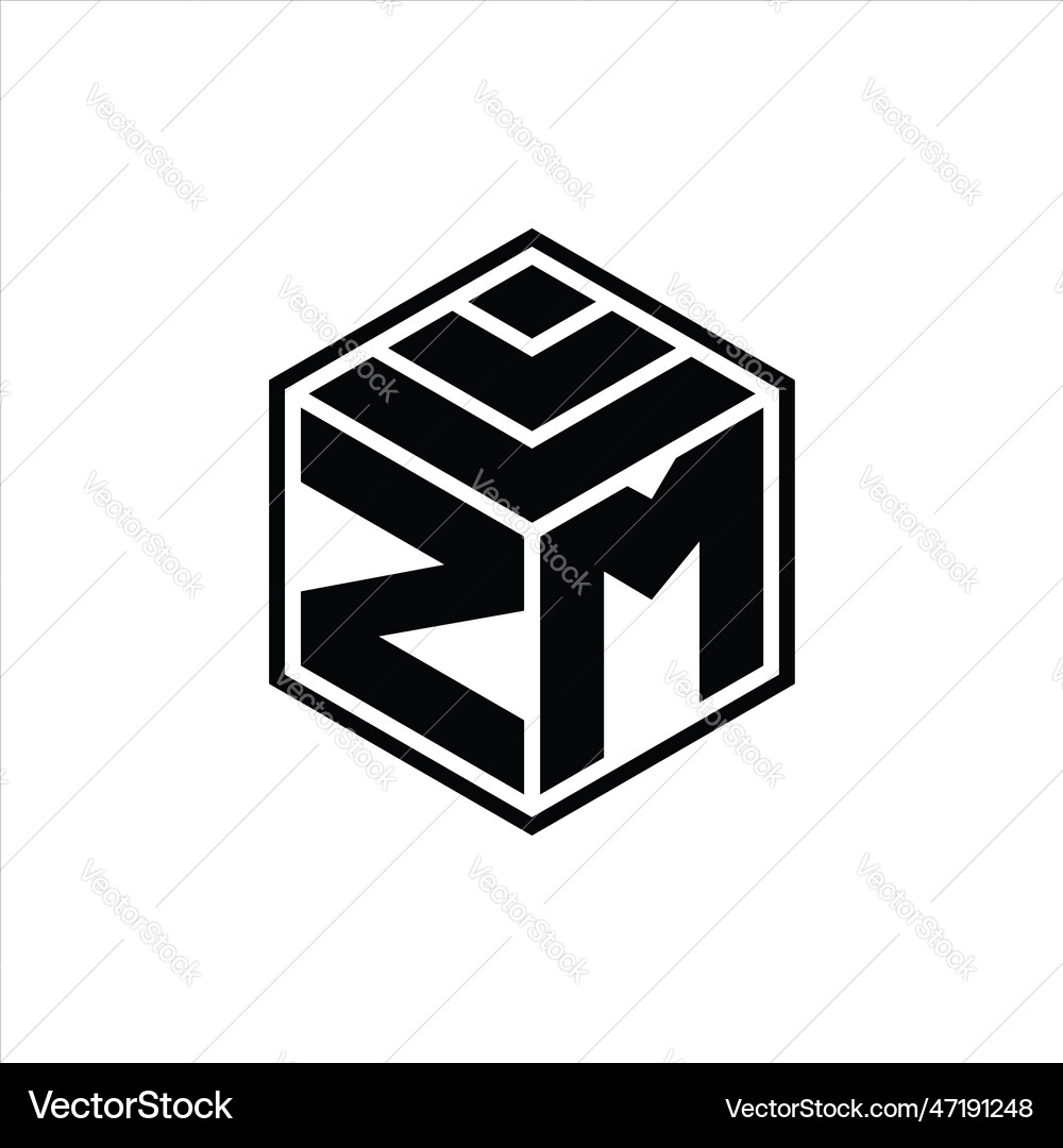 Zm logo monogram with hexagon geometric isolated Vector Image