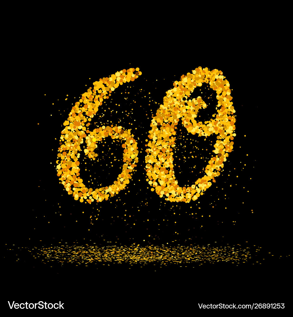 60 made with little glitter gold circles Vector Image