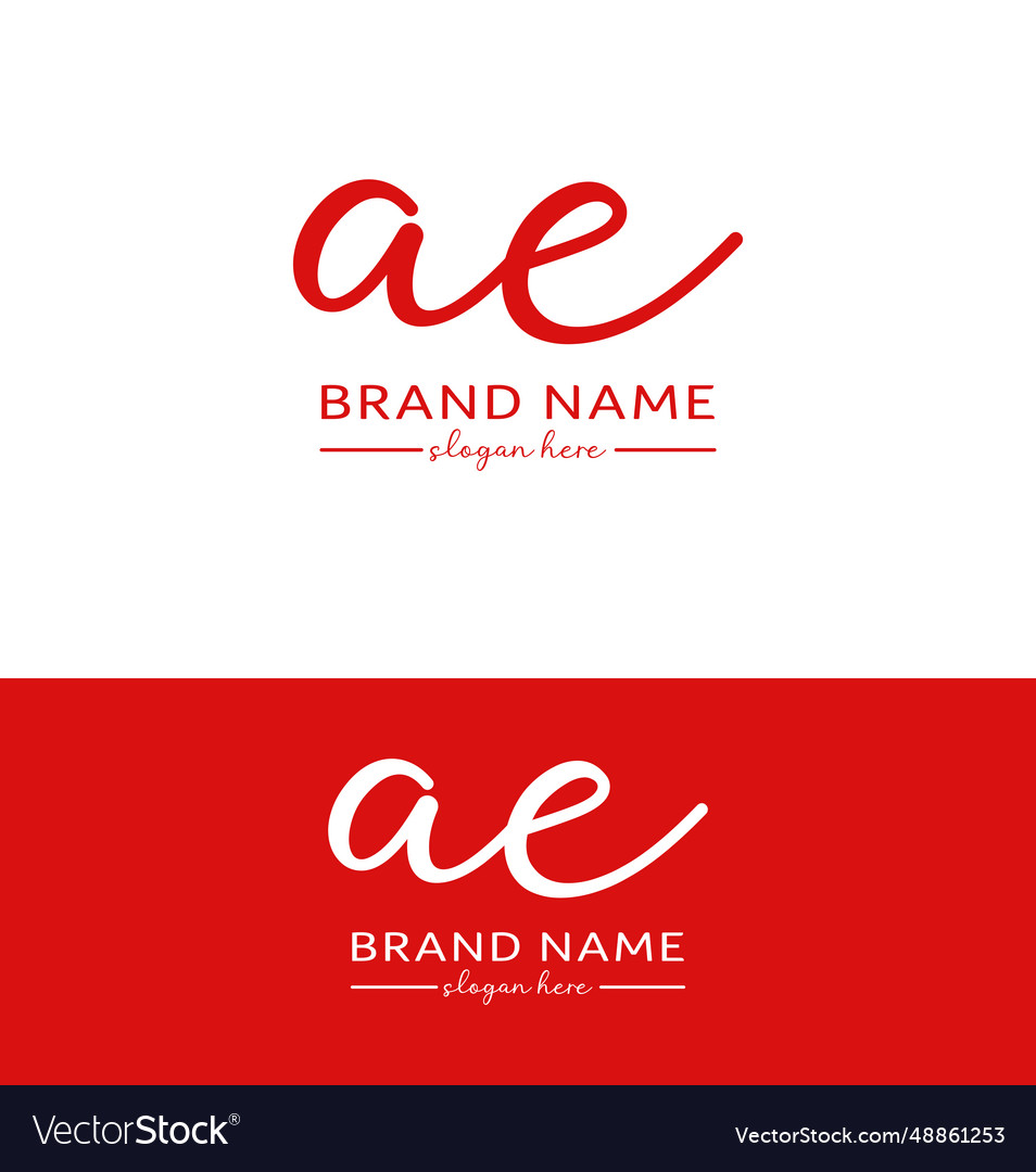 Ae letter handwriting signature logo Royalty Free Vector