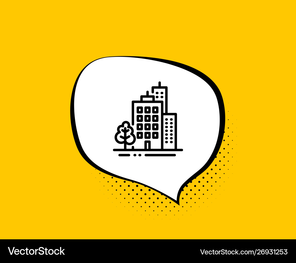 Buildings line icon city architecture with tree Vector Image