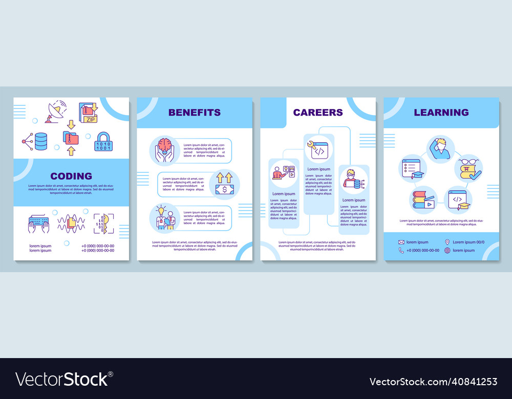Coding career brochure template Royalty Free Vector Image