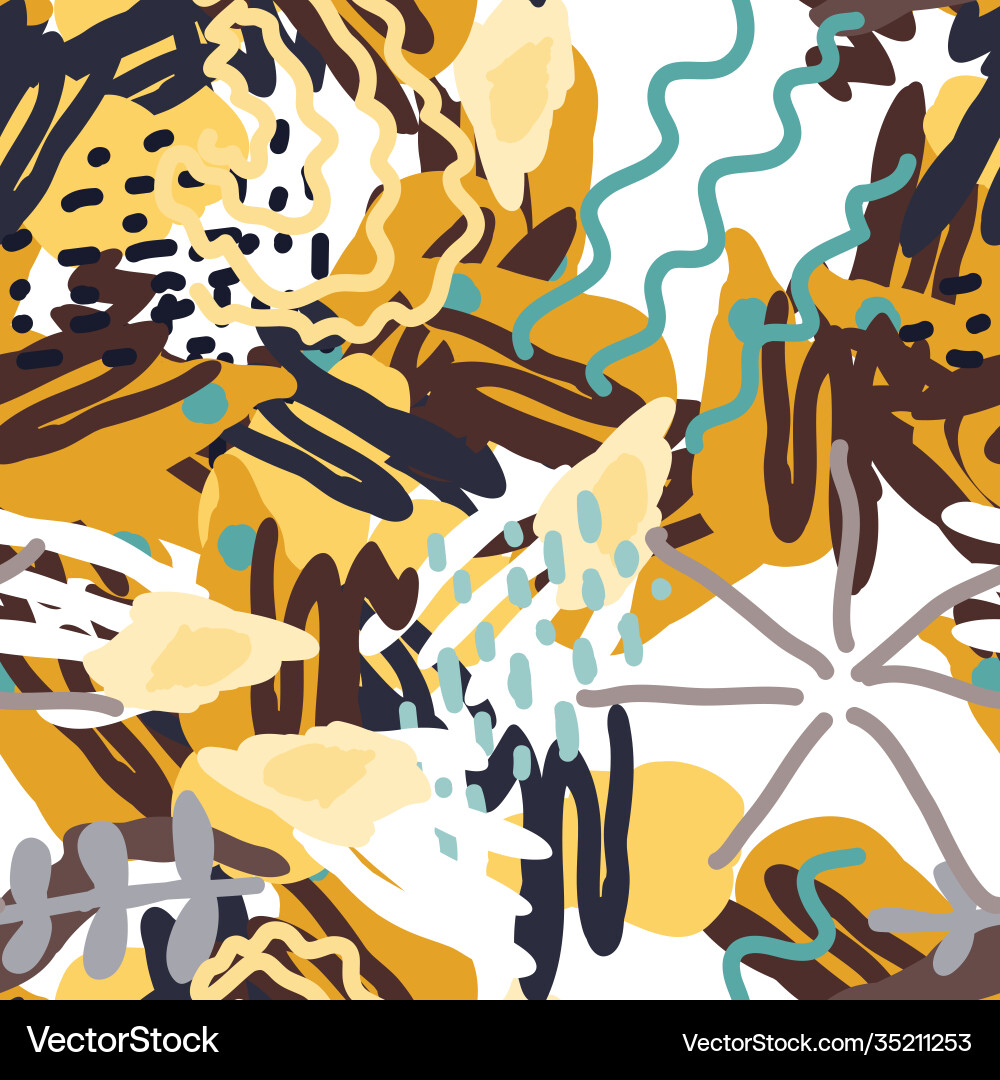 Dark and beige artwork floral seamless Royalty Free Vector