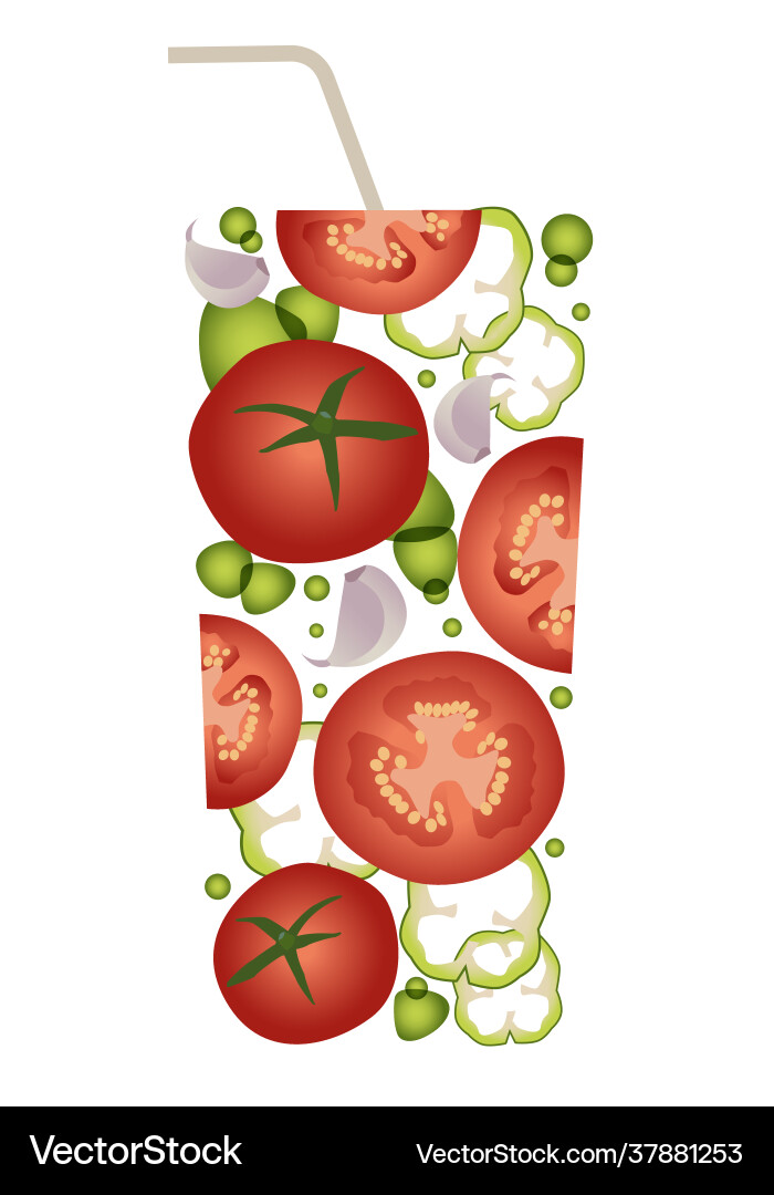 Glass gazpacho typical refreshing drink Royalty Free Vector