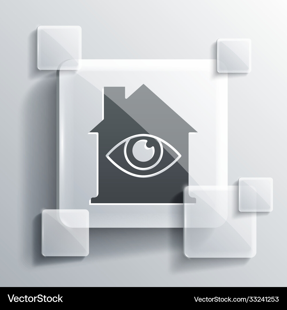 Grey house with eye scan icon isolated Royalty Free Vector