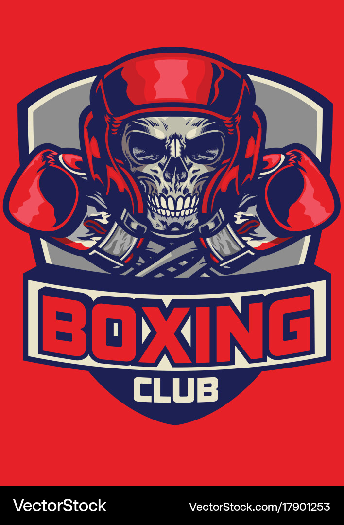 Gym badge boxing skull Royalty Free Vector Image