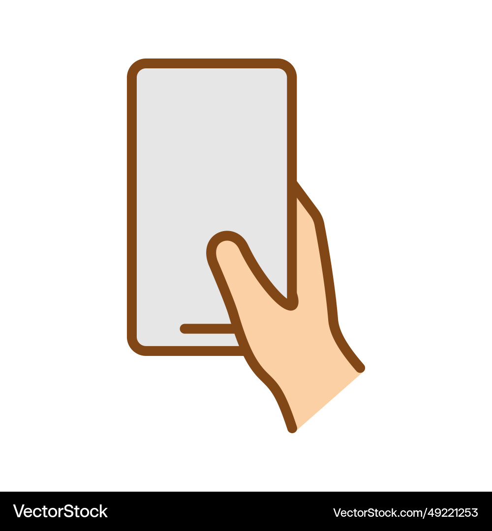 Human hand holding mobile phone icon Royalty Free Vector