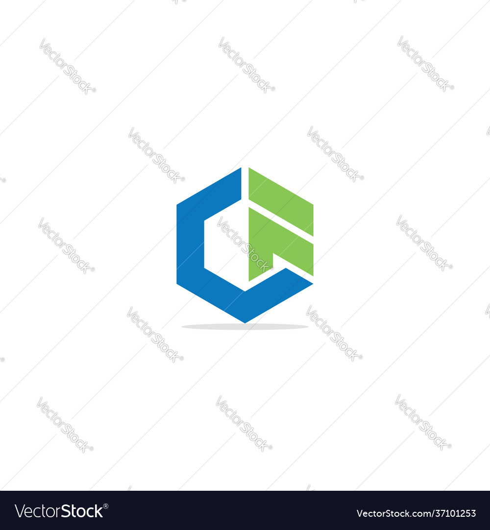 Polygon shape geometry g initial logo Royalty Free Vector