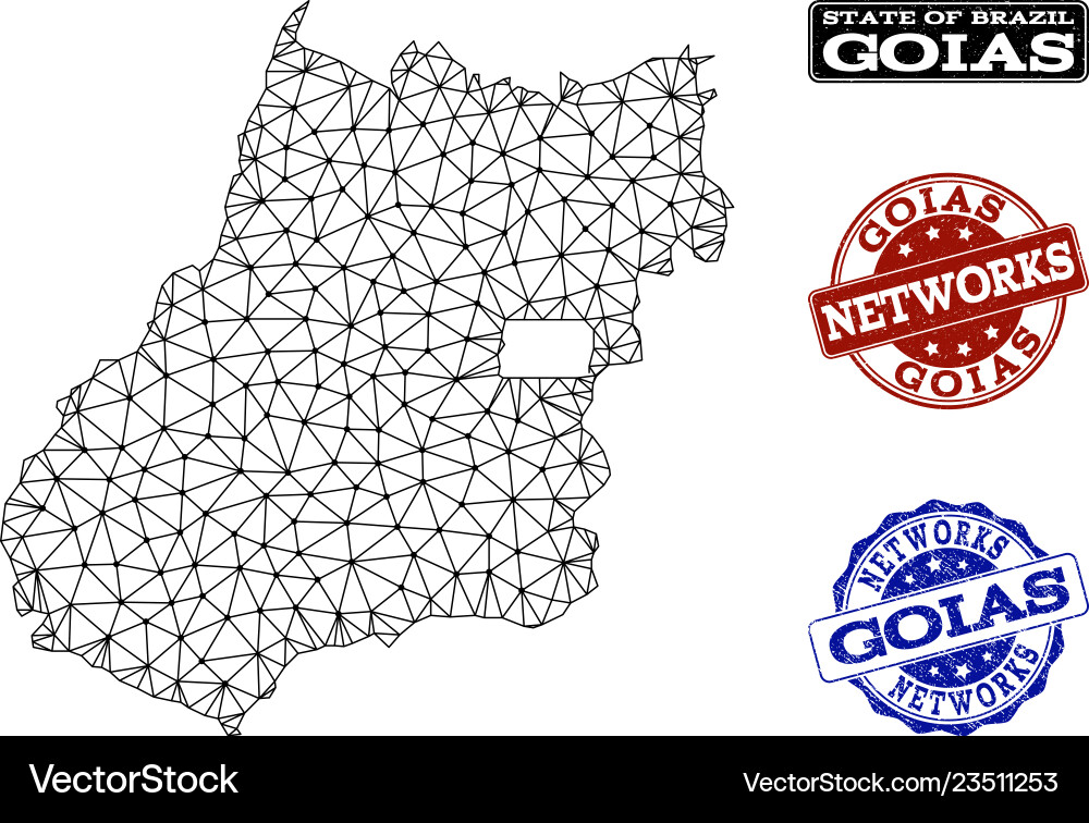Polygonal network mesh map of goias state Vector Image