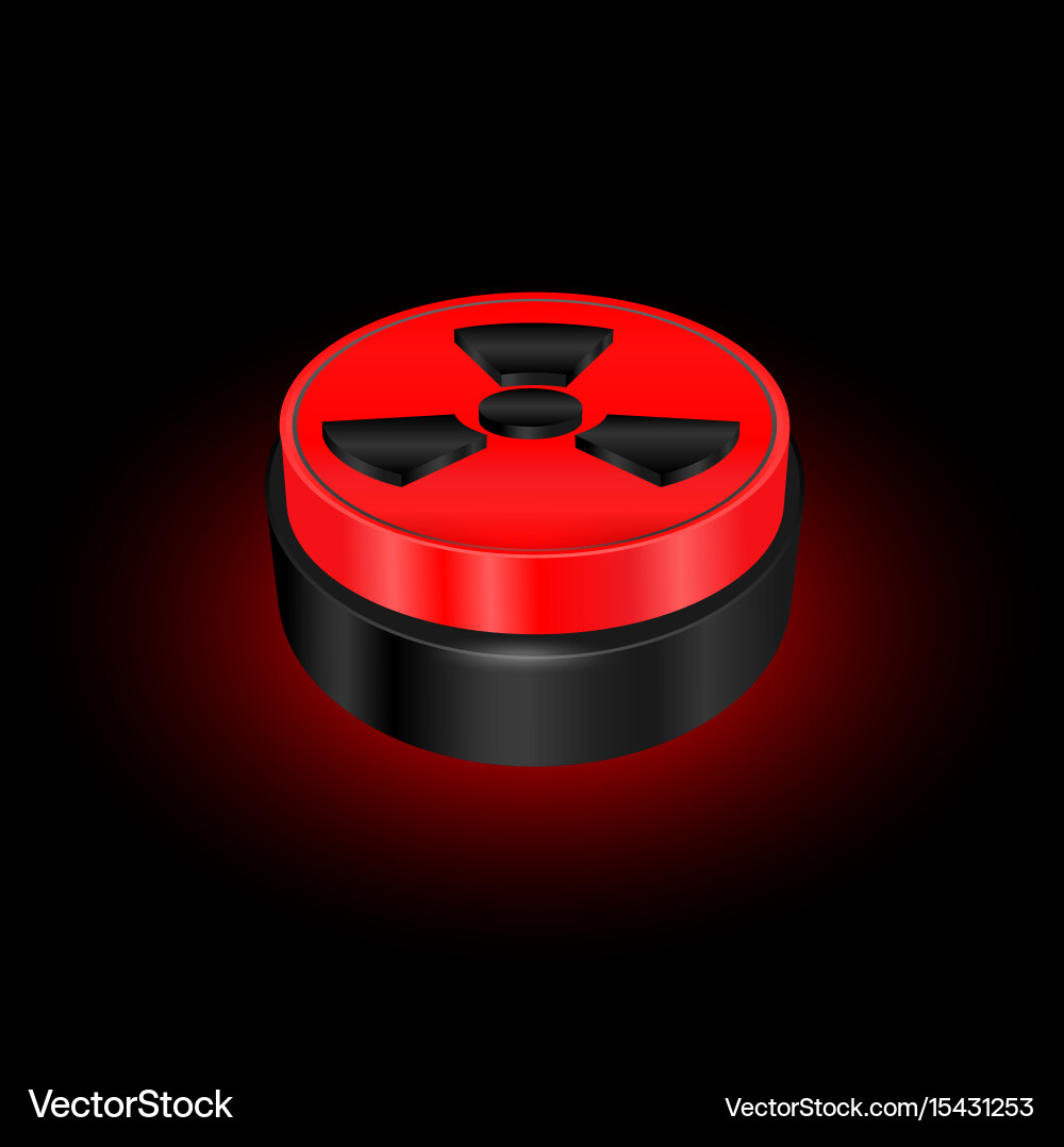 Radiation symbol button red warning sign nuc Vector Image