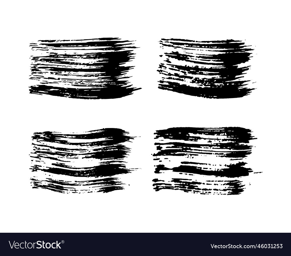 Set of black hand drawn brush strokes Royalty Free Vector