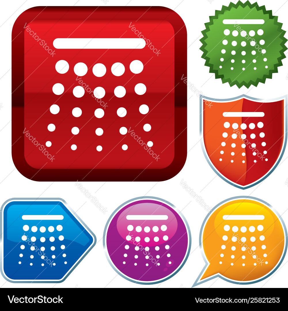 Set shiny icon series on buttons shower Royalty Free Vector