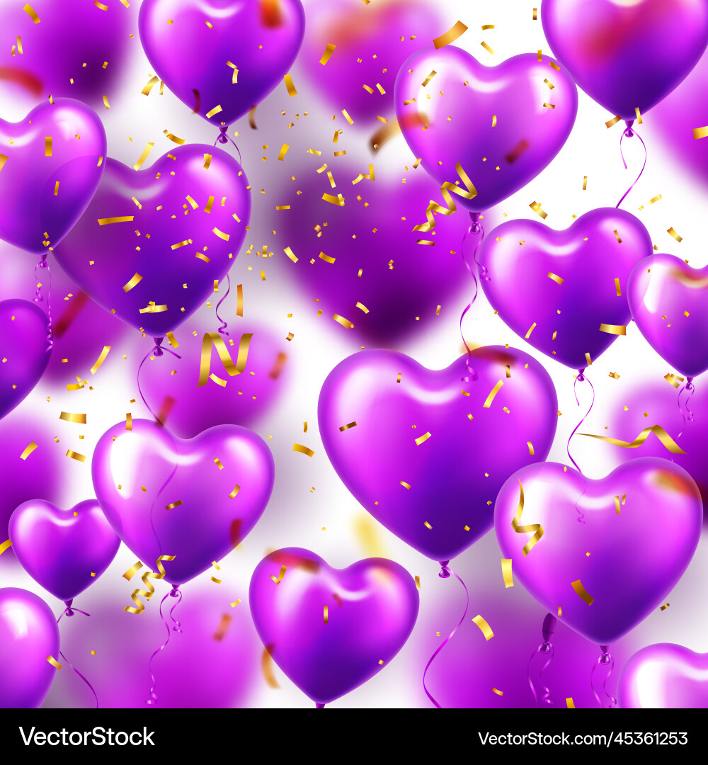 Valentines day background with violet heart Vector Image