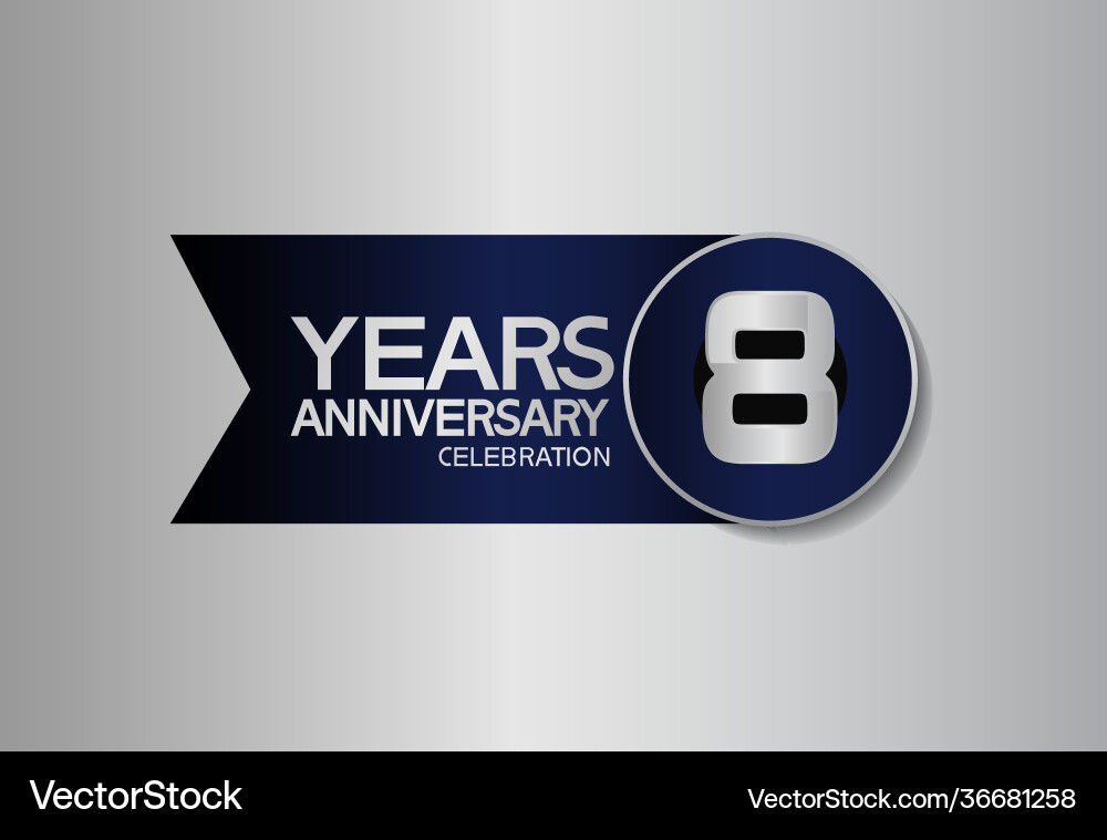 8 years anniversary logo style with circle Vector Image