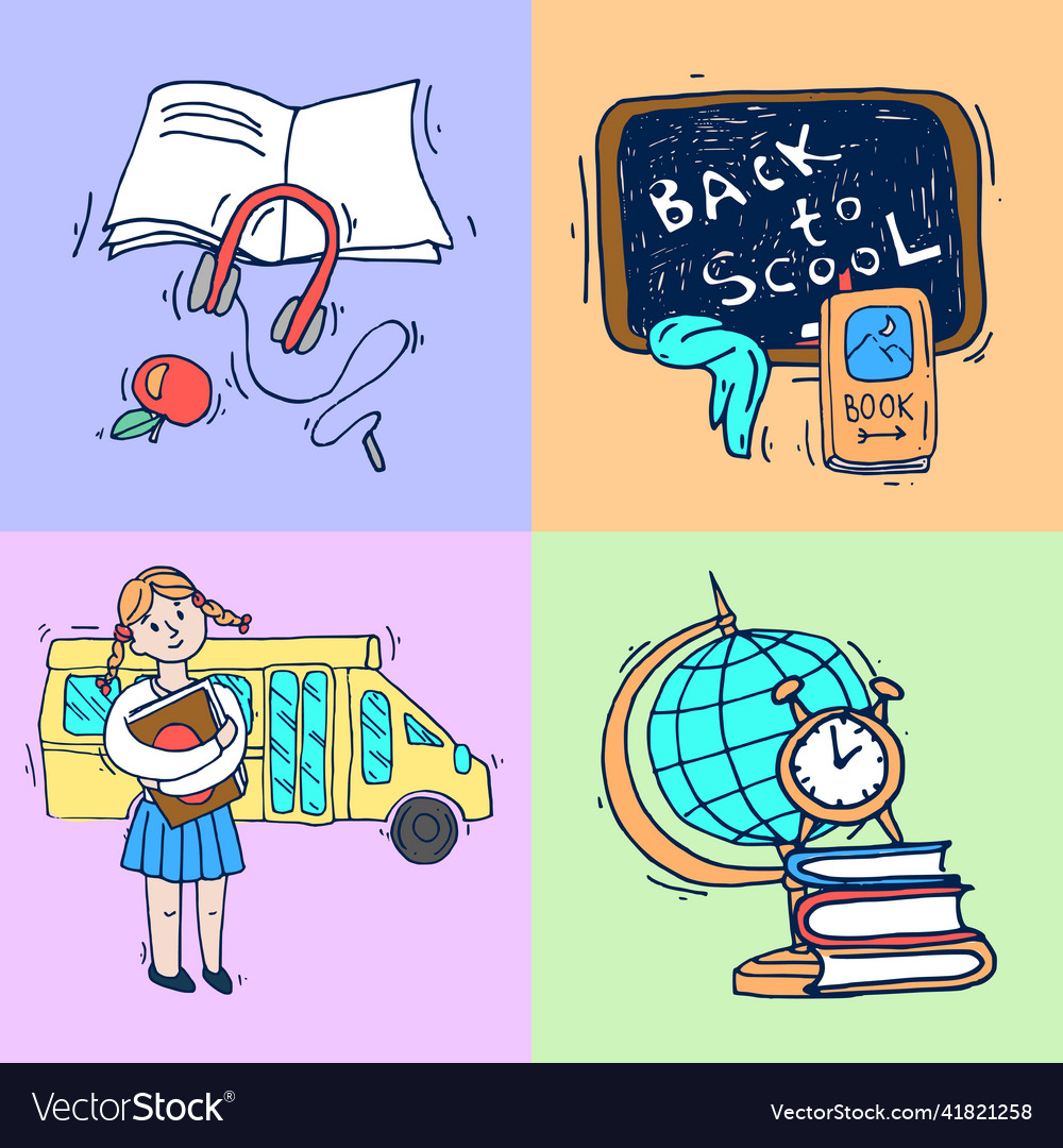 Beautiful hand drawn-set of back to school Vector Image