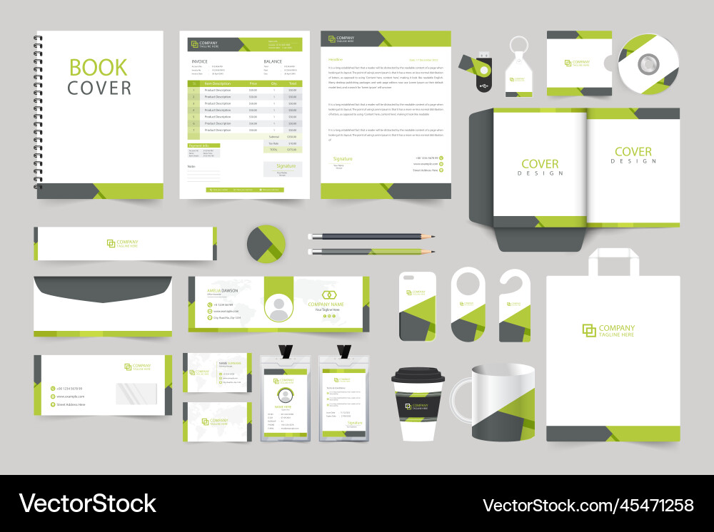Brand identity banner envelope and invoice set Vector Image