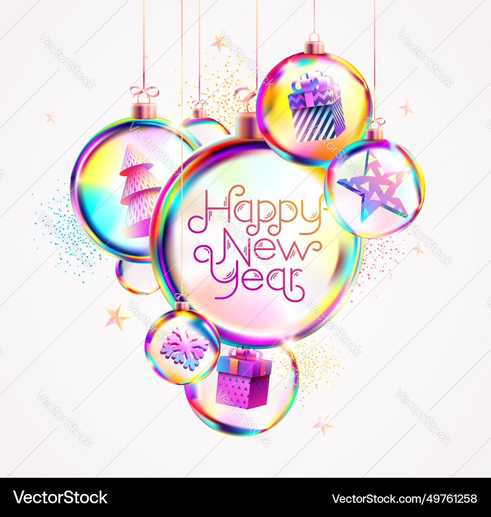 Christmas glass balls with circle frame for text Vector Image