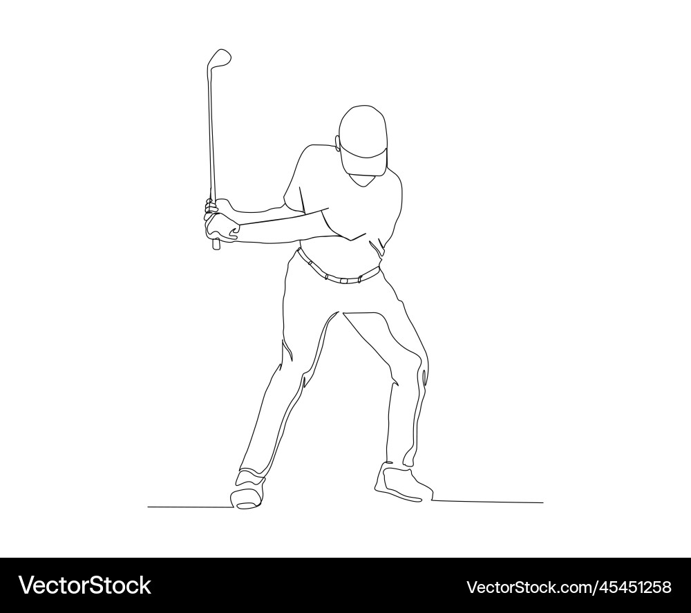 Continuous line drawing of man playing golf Vector Image