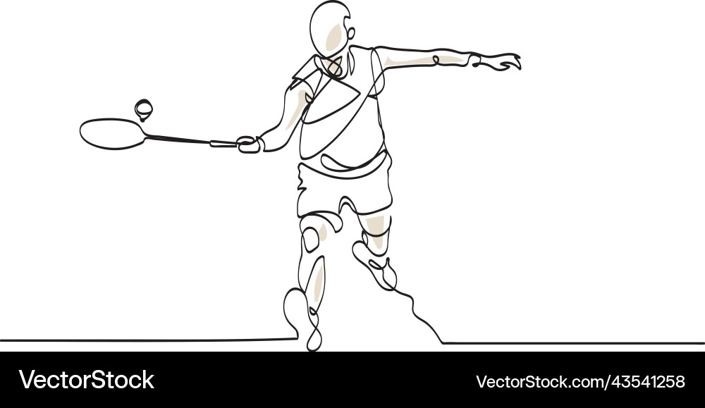Continuous one line art minimal badminton racquet Vector Image