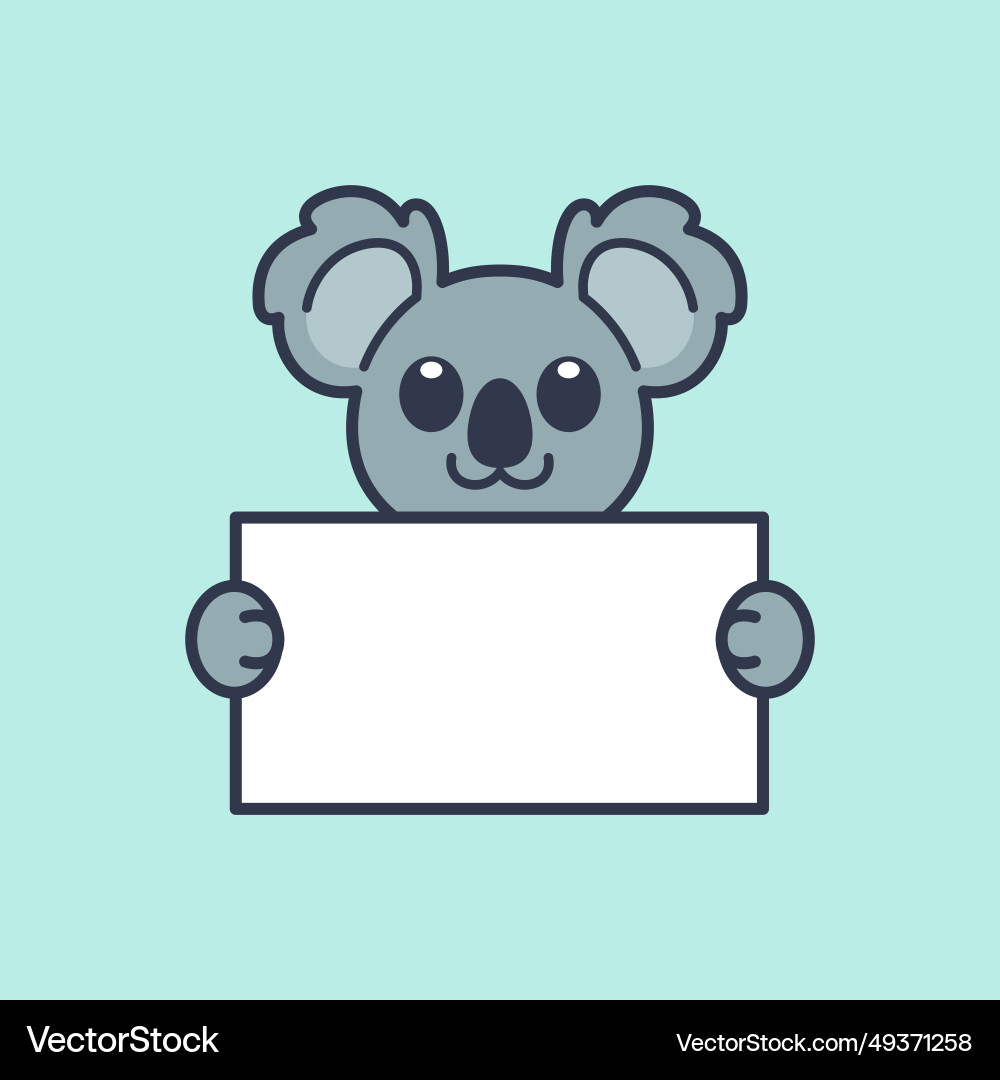 Cute koala holding a blank sign Royalty Free Vector Image