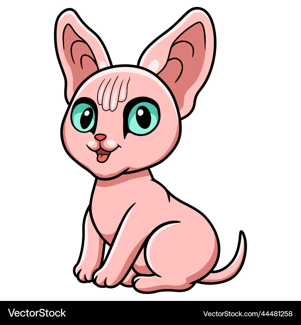 Cute sphynx cat cartoon sitting Royalty Free Vector Image