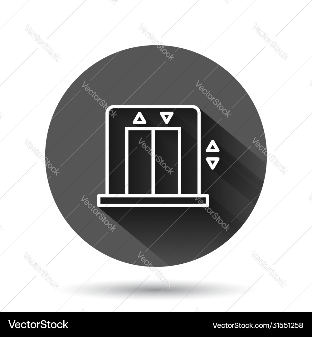 Elevator icon in flat style lift on black round Vector Image