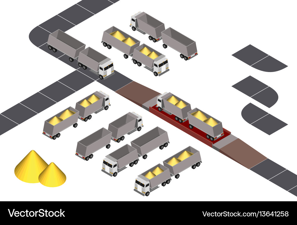 Grain truck isometric Royalty Free Vector Image