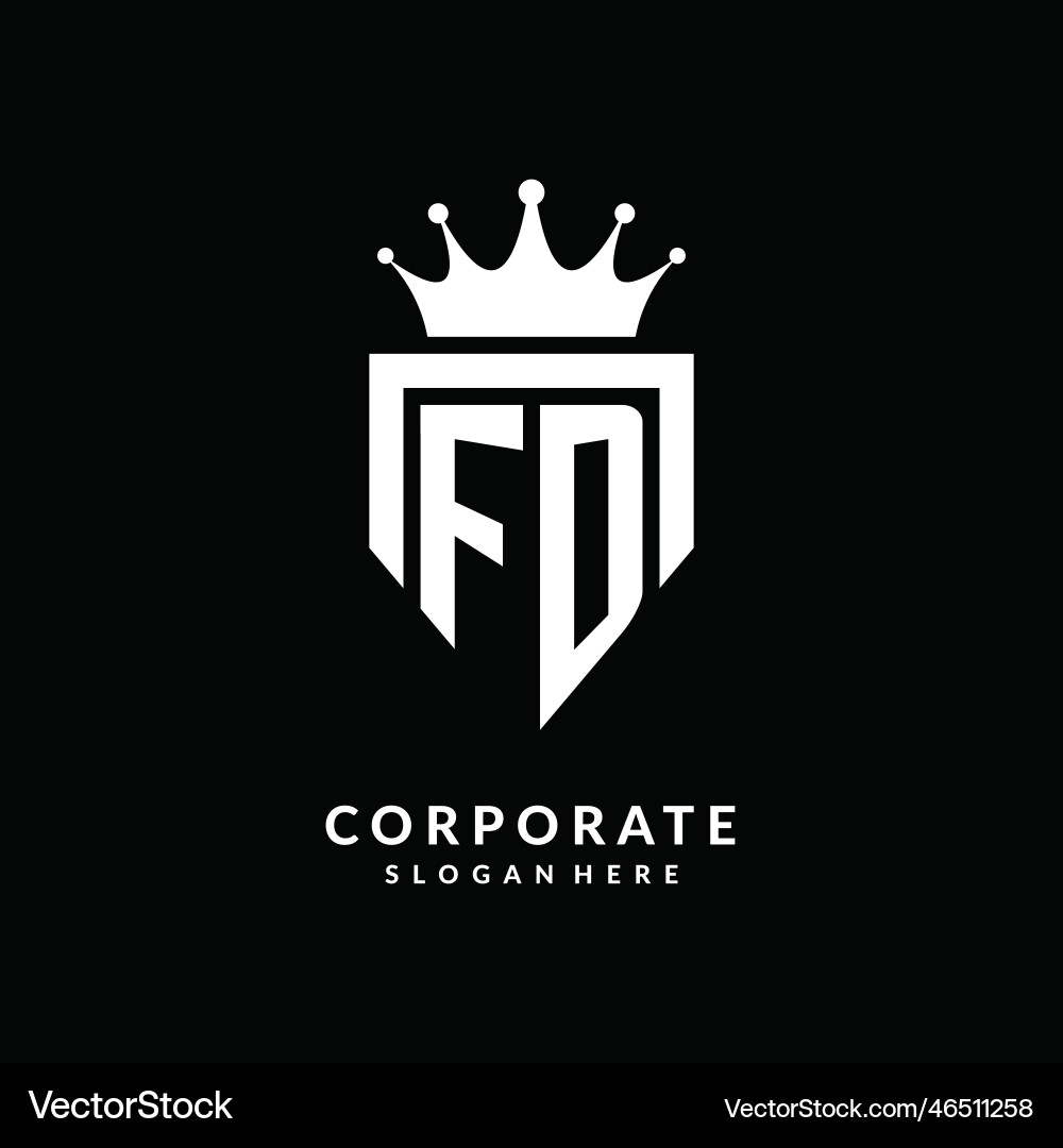 Letter fd logo monogram emblem style with crown Vector Image