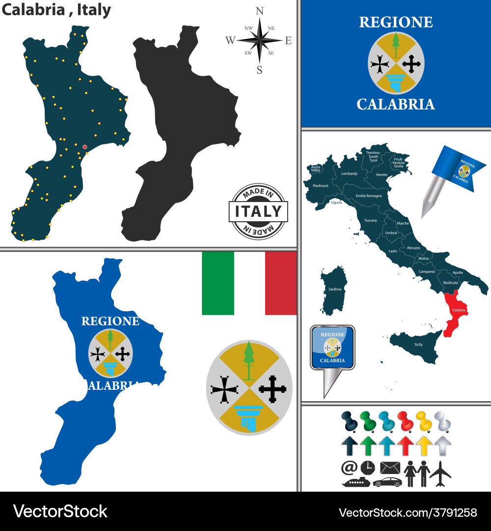 Map of calabria Royalty Free Vector Image - VectorStock
