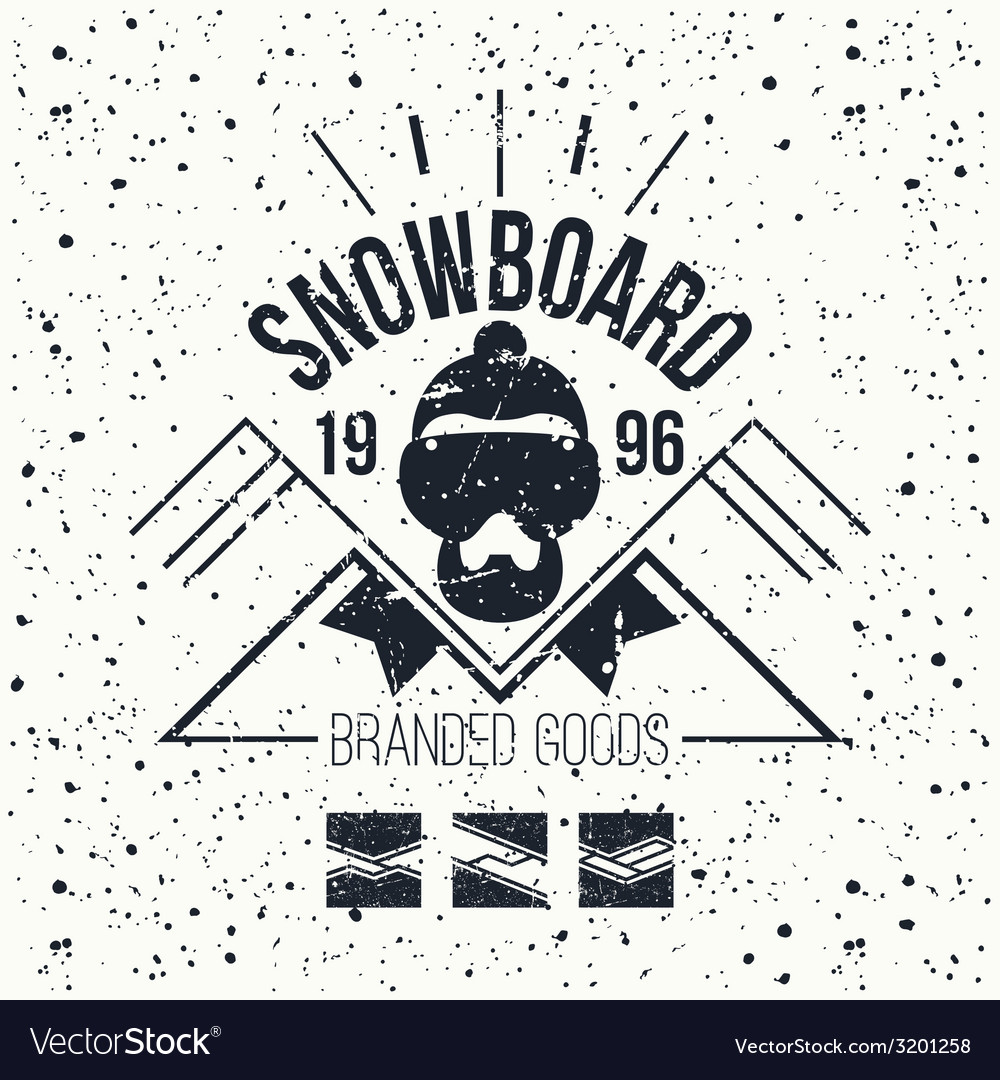 Snowboard retro emblem Royalty Free Vector Image