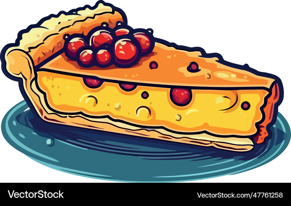 Sweet pie slice with fresh berry fruit Royalty Free Vector