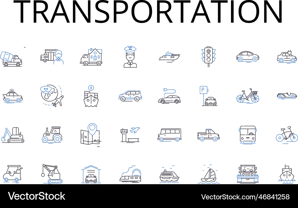 Transportation line icons collection commute Vector Image