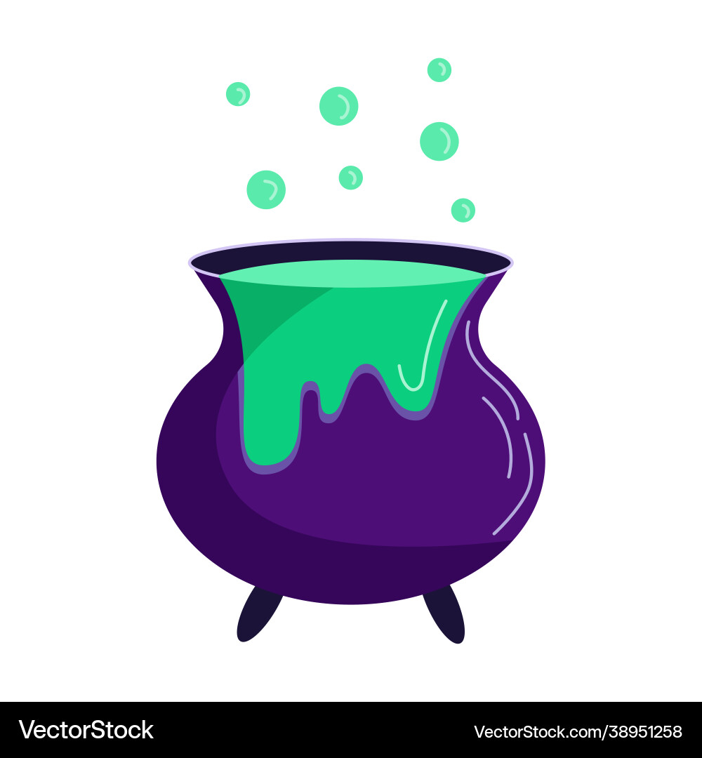 Witchs cauldron in flat style Royalty Free Vector Image