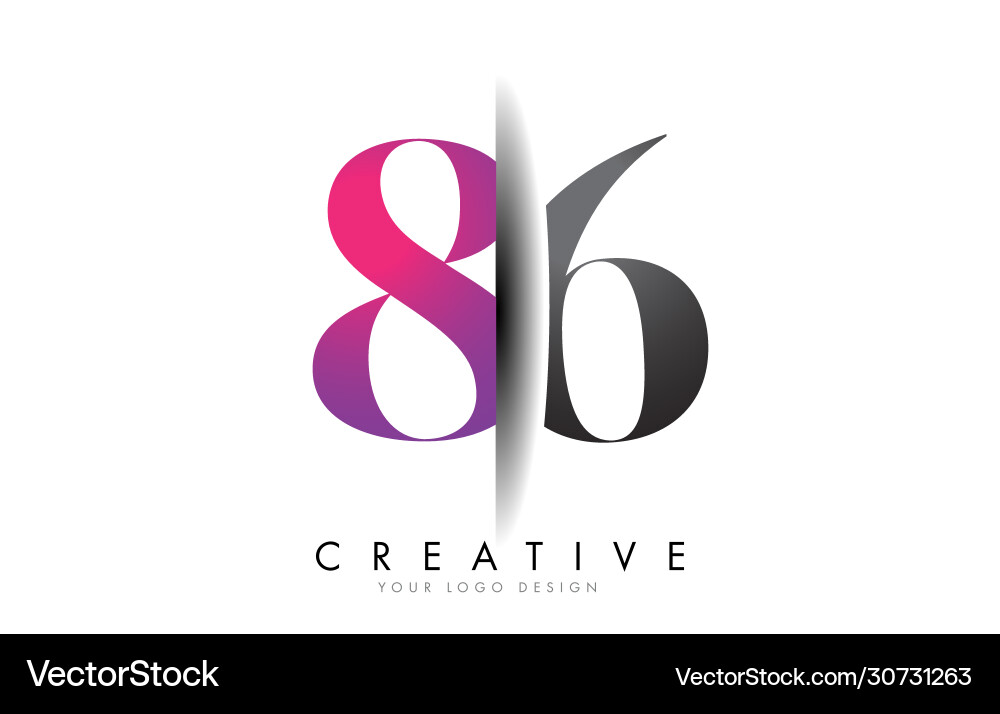 86 8 6 grey and pink number logo with creative Vector Image