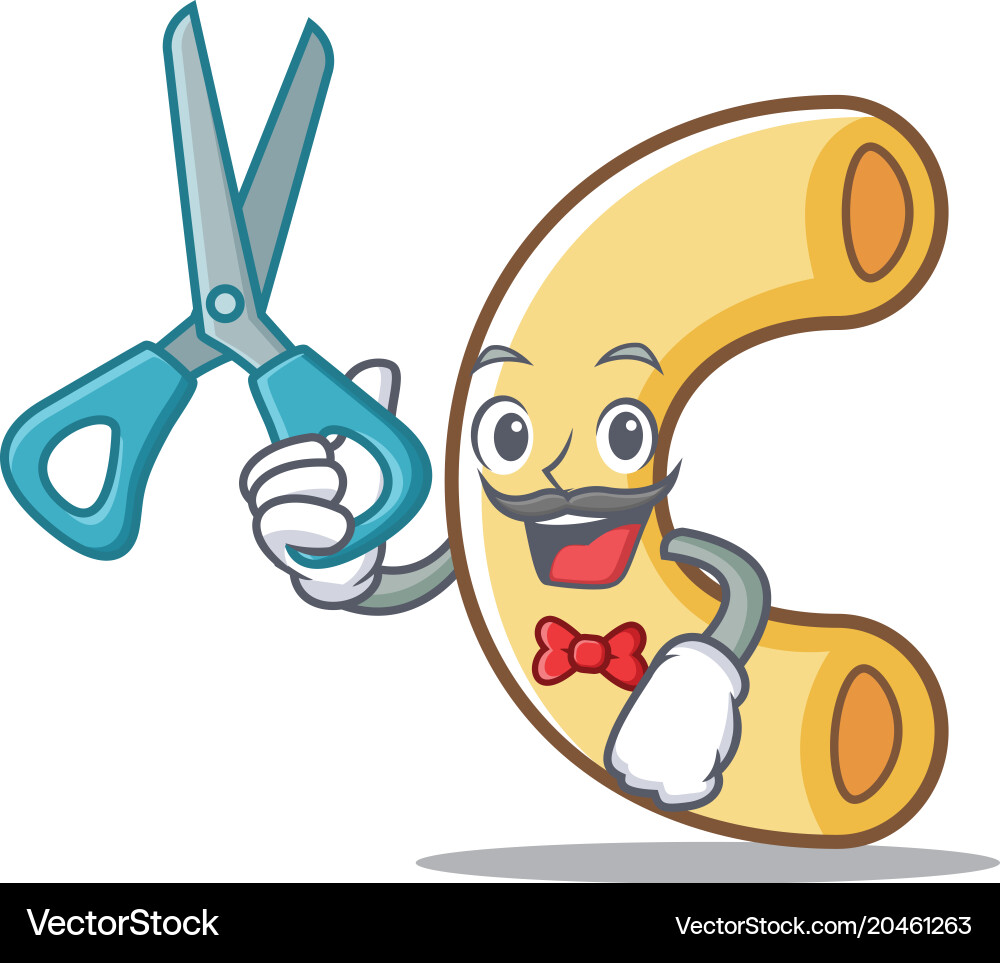 Barber macaroni character cartoon style Royalty Free Vector