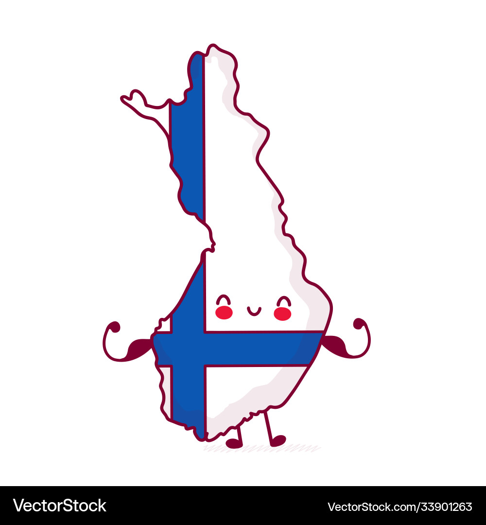 Cute happy strong funny finland map Royalty Free Vector