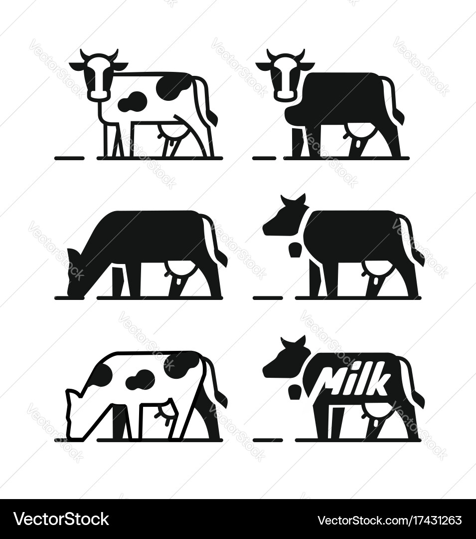Dairy cow symbols Royalty Free Vector Image - VectorStock
