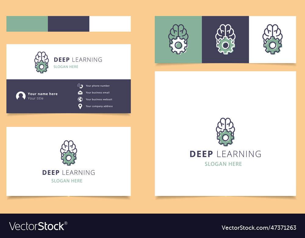 Deep learning logo design with editable slogan Vector Image