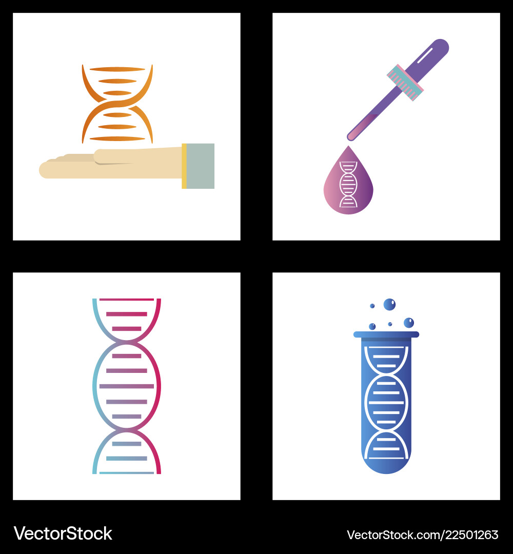 Dna genetic sign elements and icons collection Vector Image
